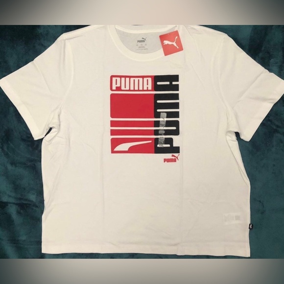 Puma | Shirts | Newmens Xxl Puma White Formstrip Graphic Tee | Poshmark